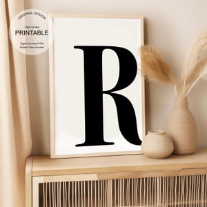 White Wall Art, Letter R Poster Preppy Room Decor R Initial Print Cute ...