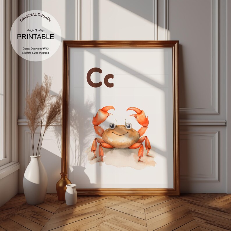 Letter C Poster With C Initial Art Print for Classroom ABC Neutral ...