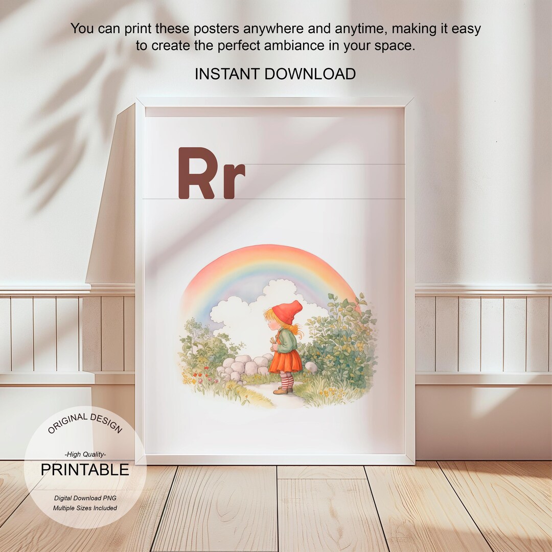 Letter R Poster With R Initial Art Print for Classroom ABC Neutral ...