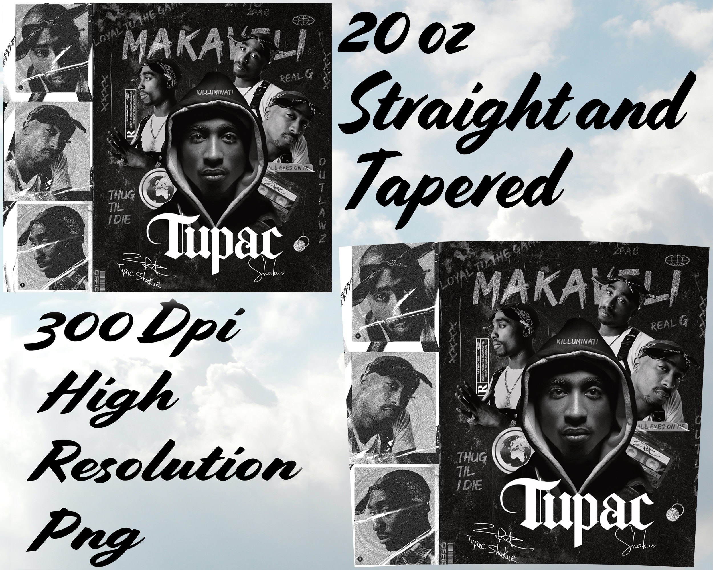 Tupac Tumbler 20 Oz Skinny Stitch Tumbler Sublimation Designs, Full ...