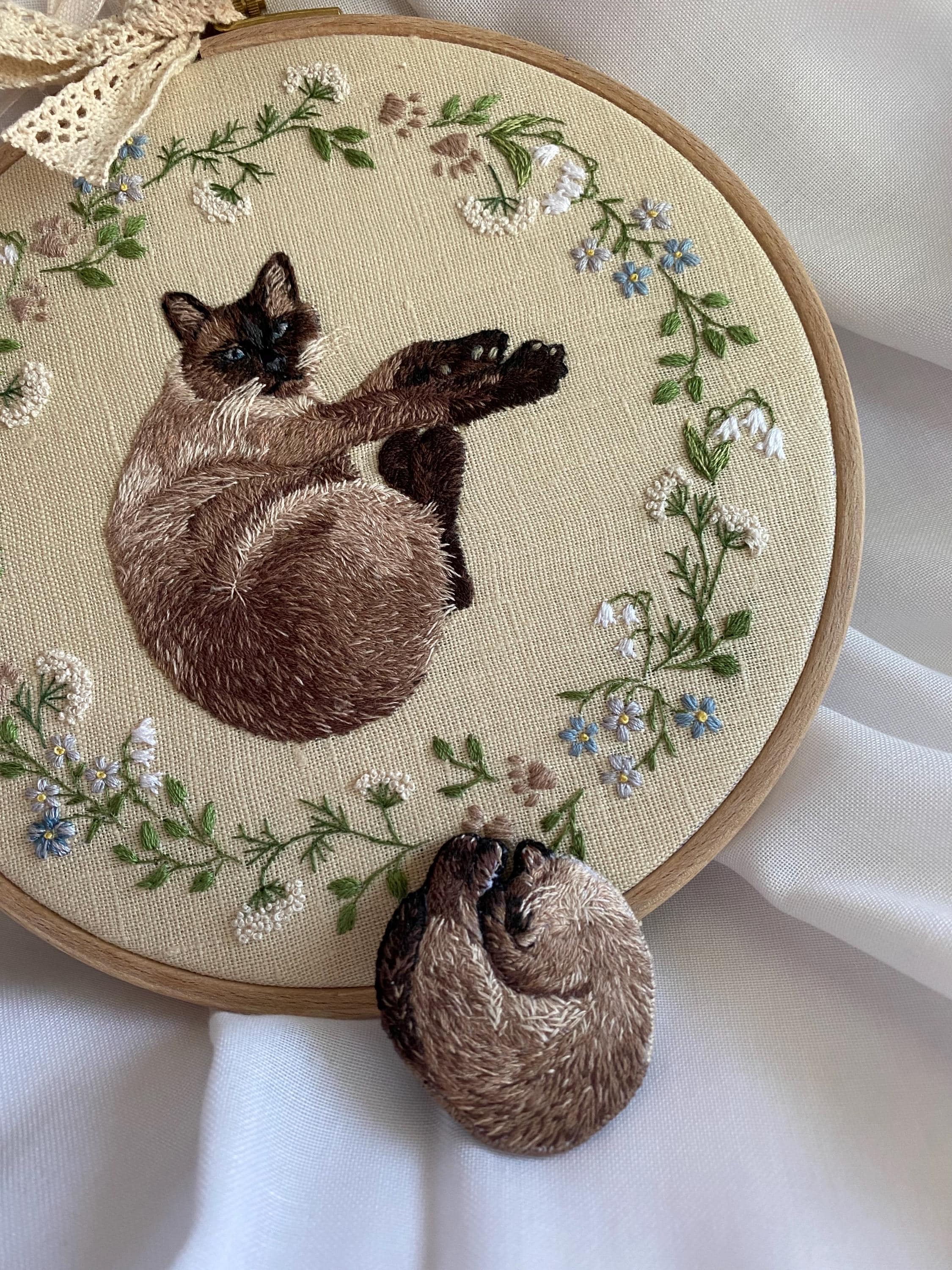 Custom Pet Embroidery Portrait – Personalized Dog or Cat Hoop Art ...