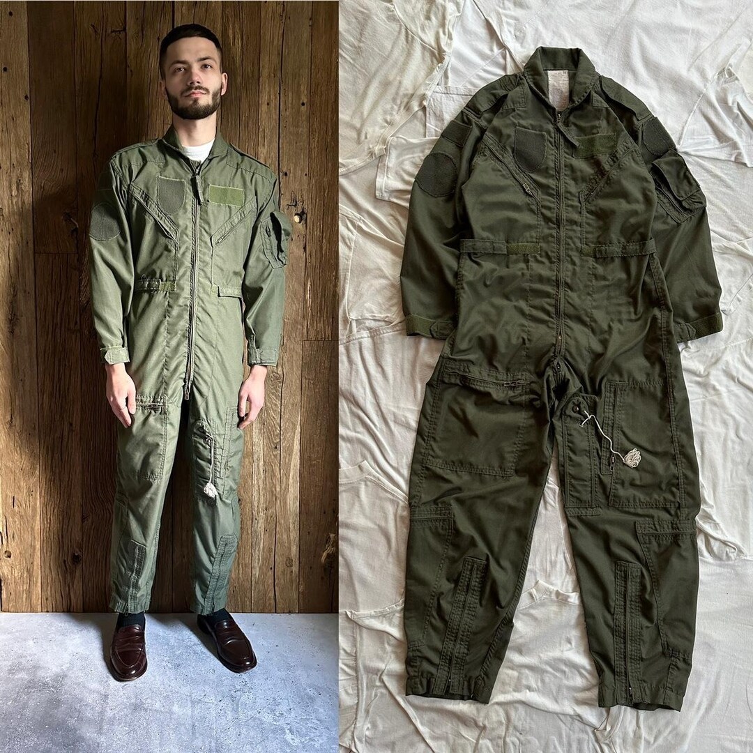 Men's Vintage 80s US Army Air Force Summer Flying Coveralls Khaki Size ...