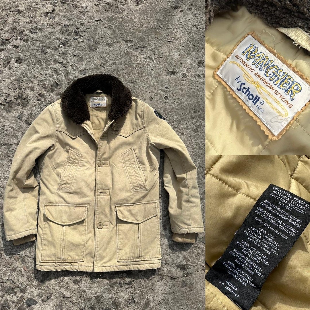 Men's American Vintage 90s Rancher Schott NYC Western Faded Beige Cream ...