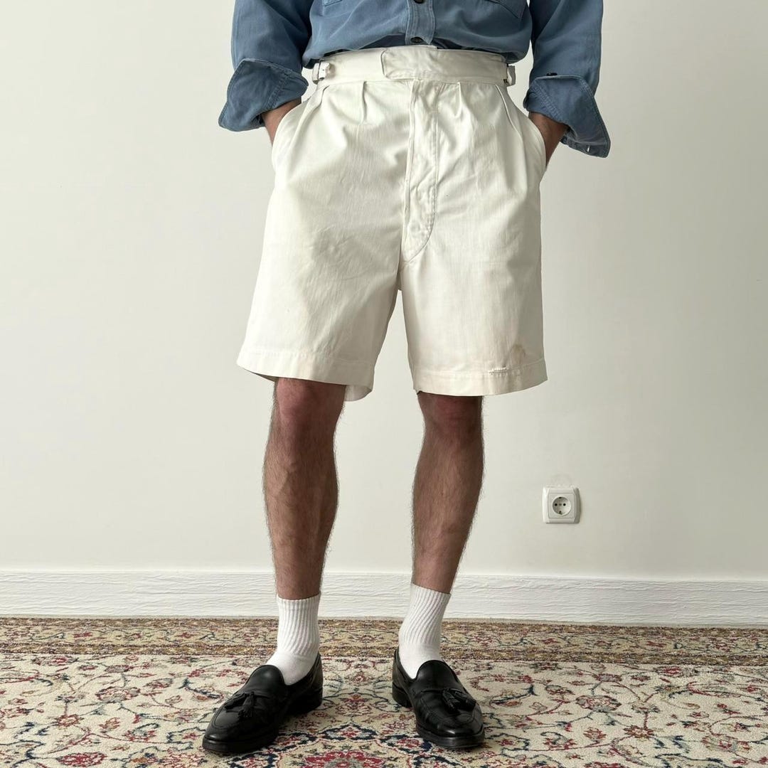 Antique WW2 British Royal Navy White Shorts 1940s Military Fashion Size ...