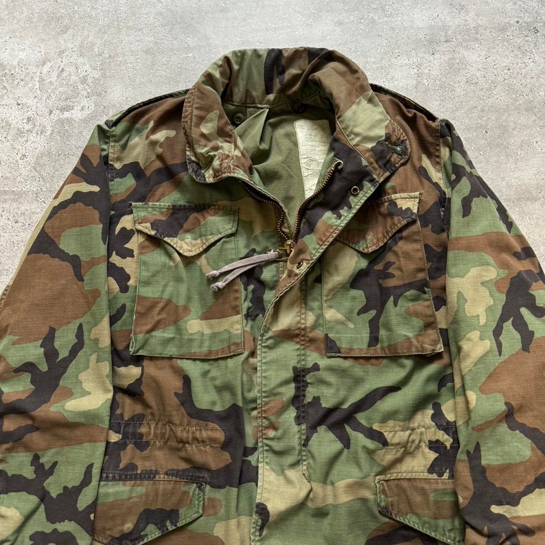 Men's 1980s Military Vintage 80s US Army M65 Woodland Camo Field Jacket ...