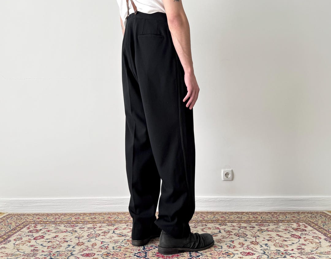 Vintage 1940s Montague Burton Black Suspender Suit Trousers - Classic ...