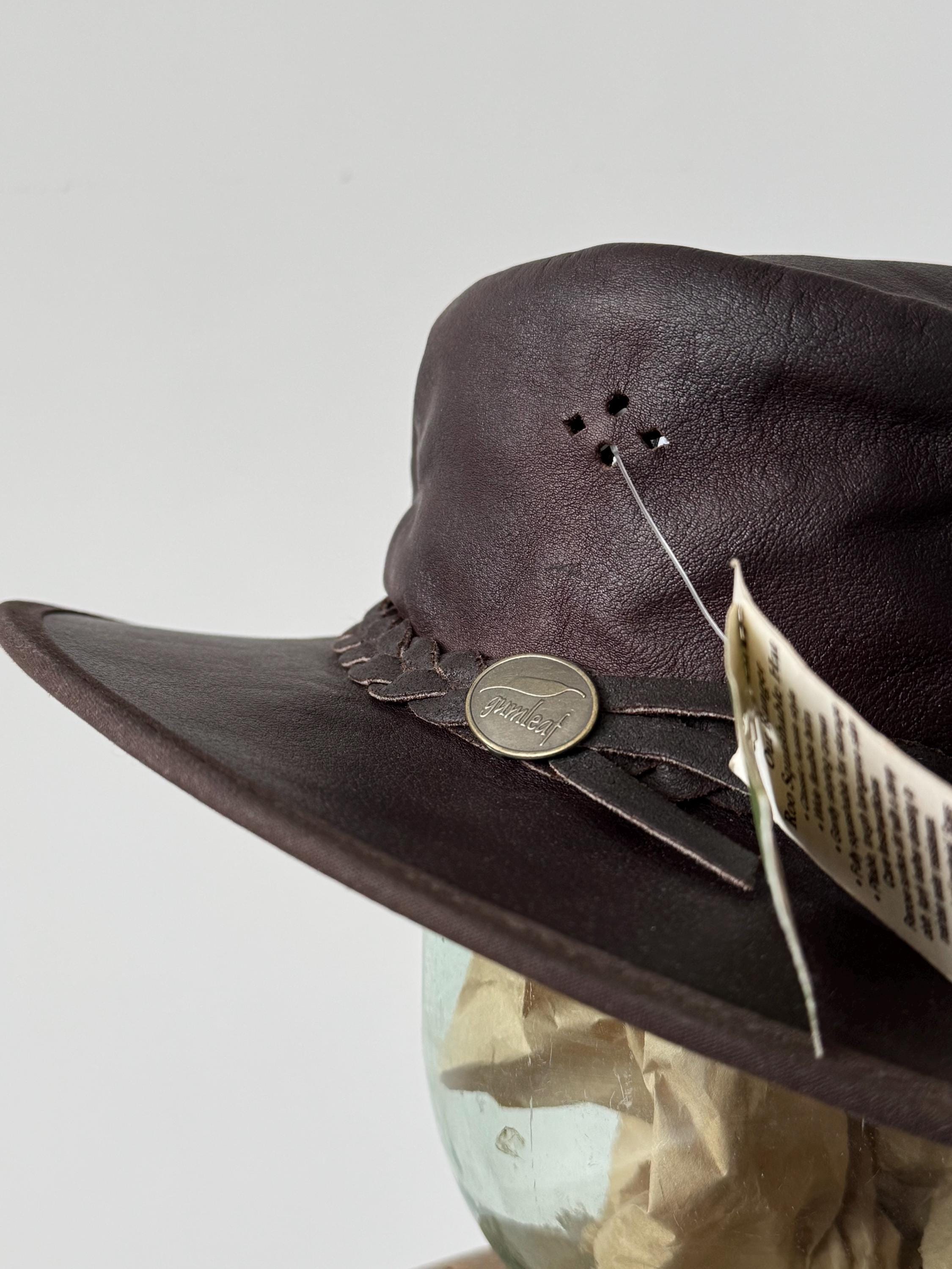 Gumleaf Australian Leather Outback Hat – Vintage Cowboy Bush Hat ...