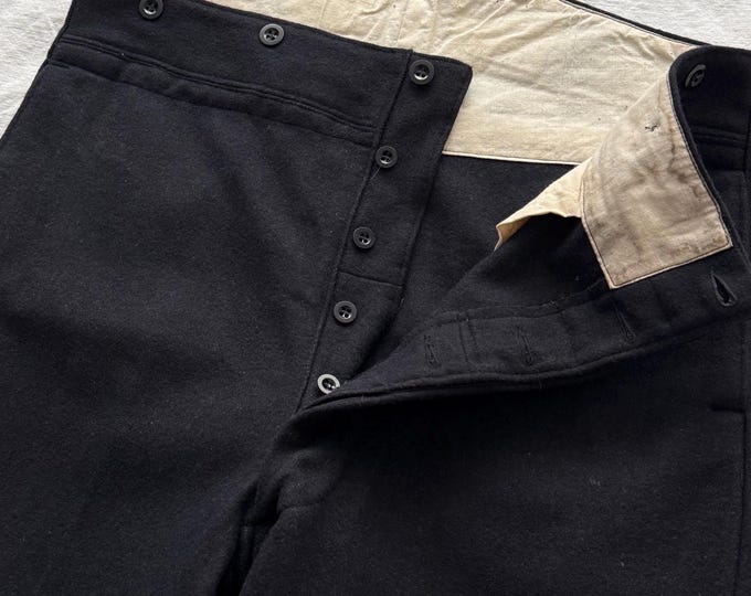 Vintage 1950s British Railway Work Fishtail Suspender Navy Wool ...