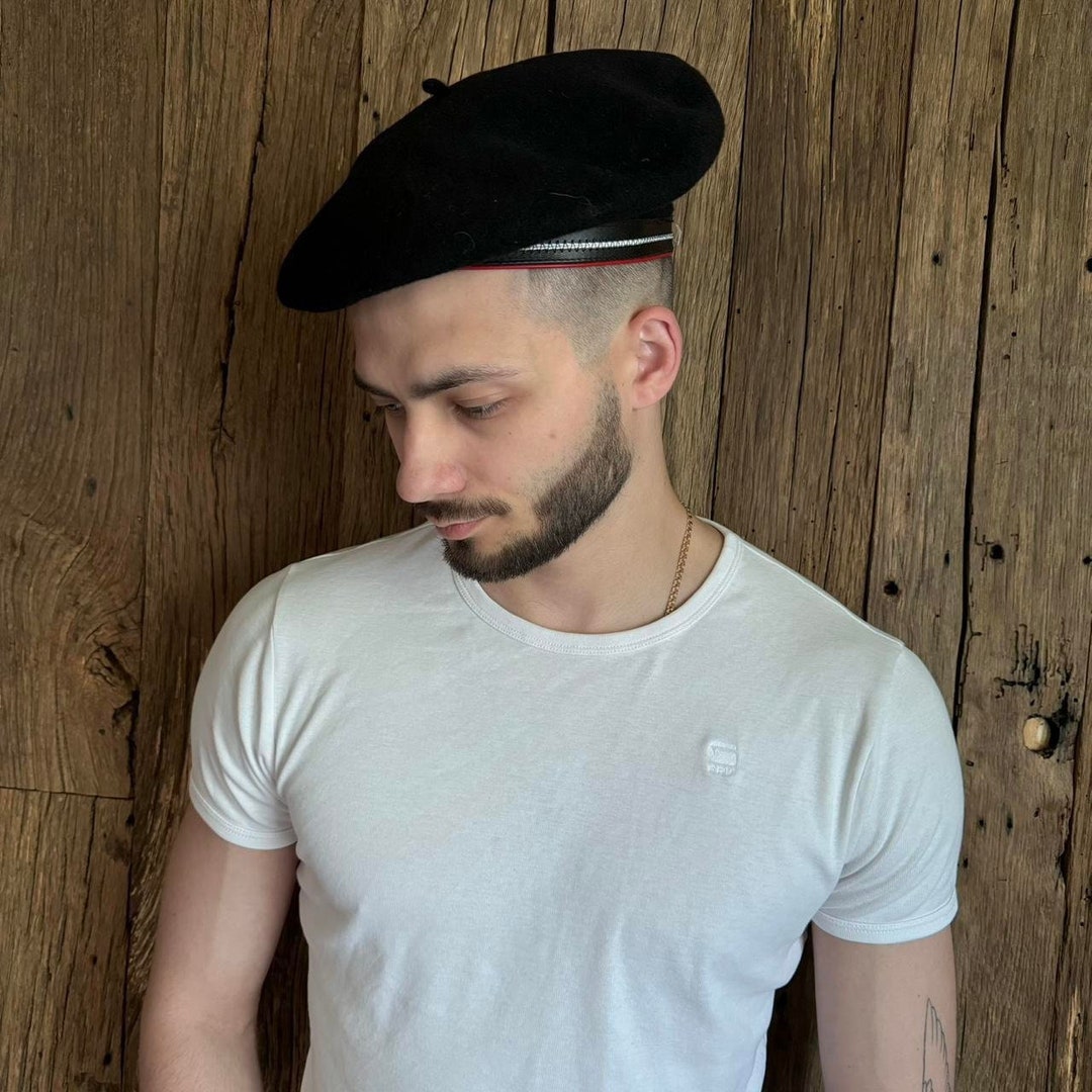 80s Vintage French Beret Basque Andorra Wool Hat Black Retro 1980s ...