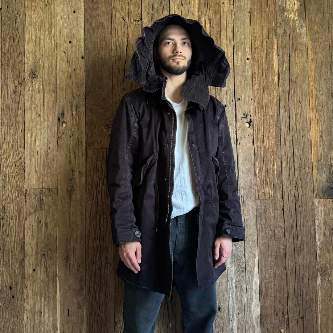 Men's Ten C OJJ Deck Fishtail Faded Parka Jacket Hooded Black Size M ...