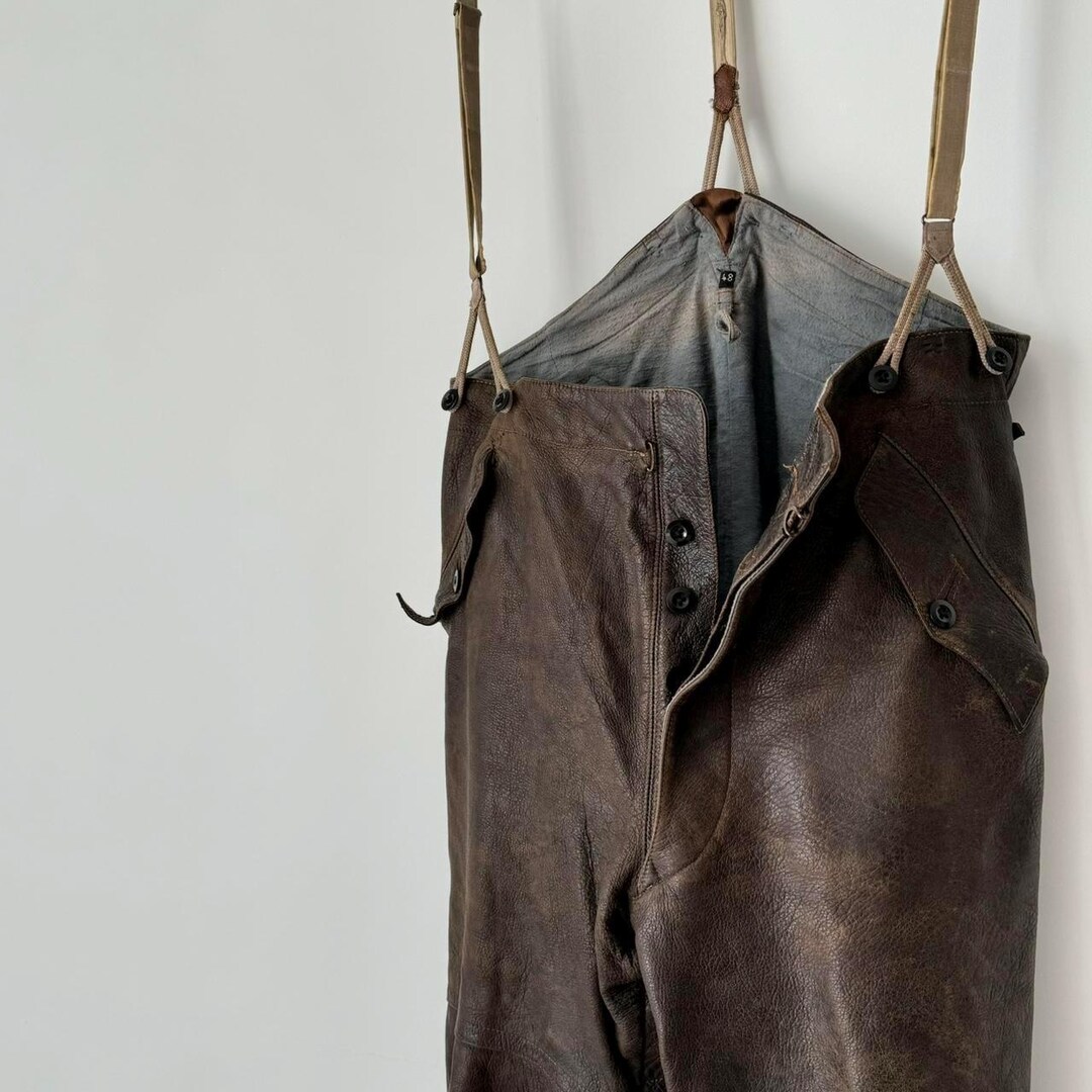Antique 1940s WW2 Era European Army Flying Leather Brown Fishtail ...