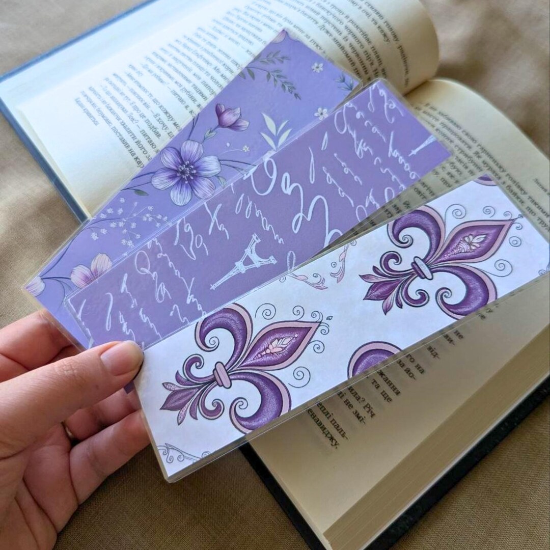 Purple Vintage Inspired Bookmark Set, Handmade Laminated Bookmarks ...
