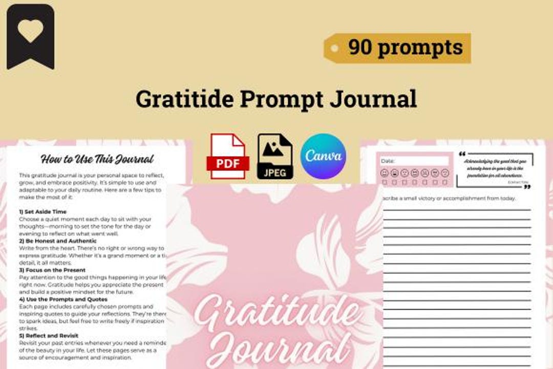 Gratitude Journal Template Editable Canva Template Commercial Use ...
