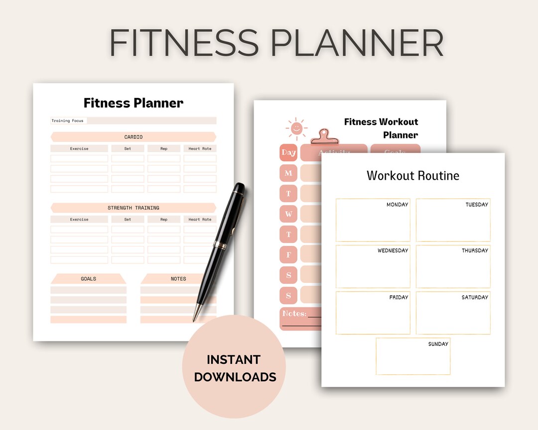 Fitness Planner Workout Planner Workout Tracker Printable - Etsy