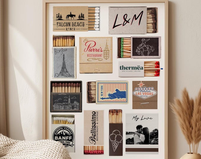 Custom Matchbook Art, Personalized Matchbox Poster Gift, Matchbook ...