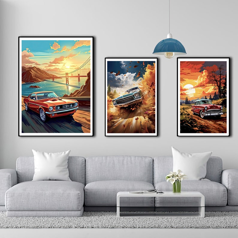 Vintage Ford Mustang Poster - Muscle Car Print | Framed Poster, Gift ...