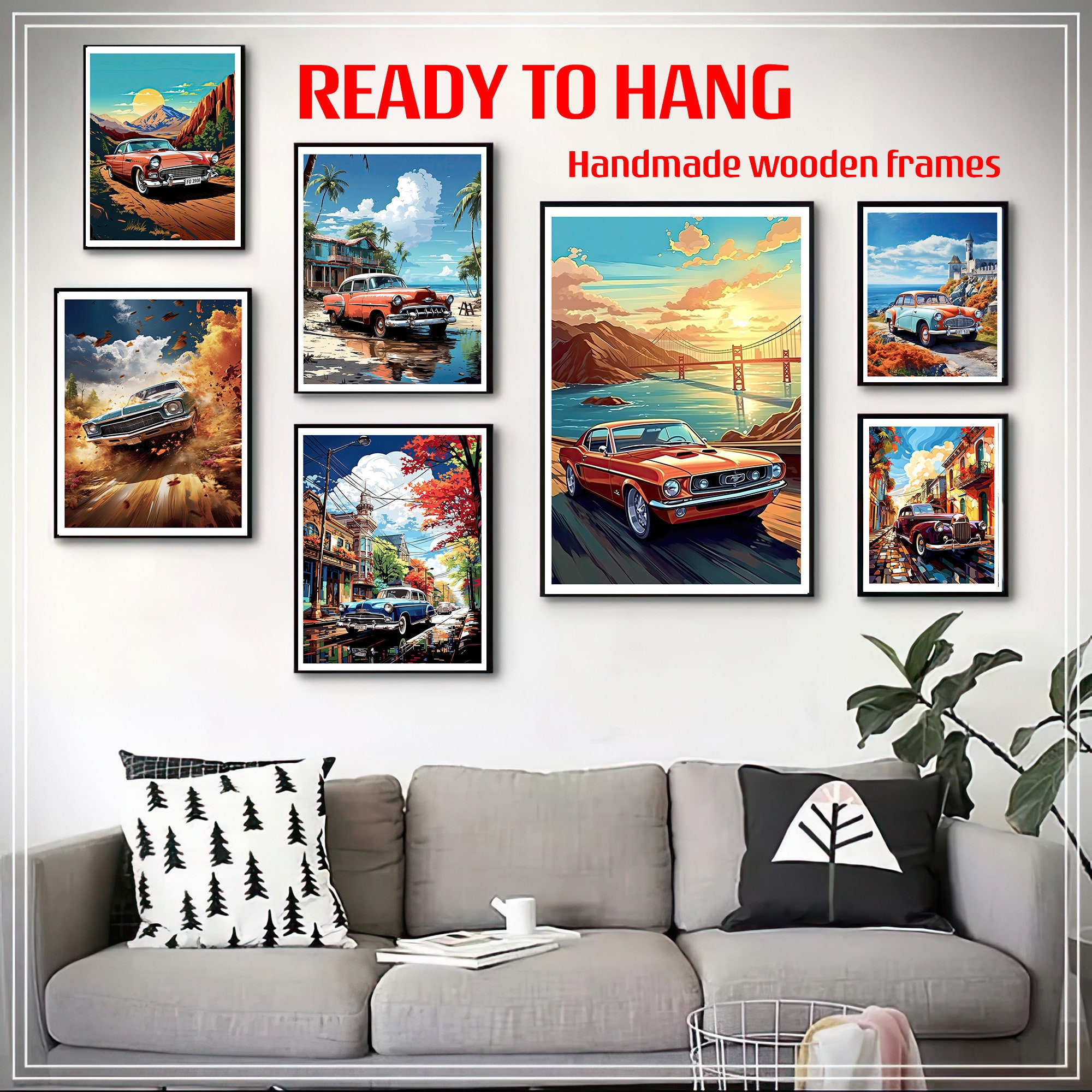 Vintage Ford Mustang Poster - Muscle Car Print | Framed Poster, Gift ...