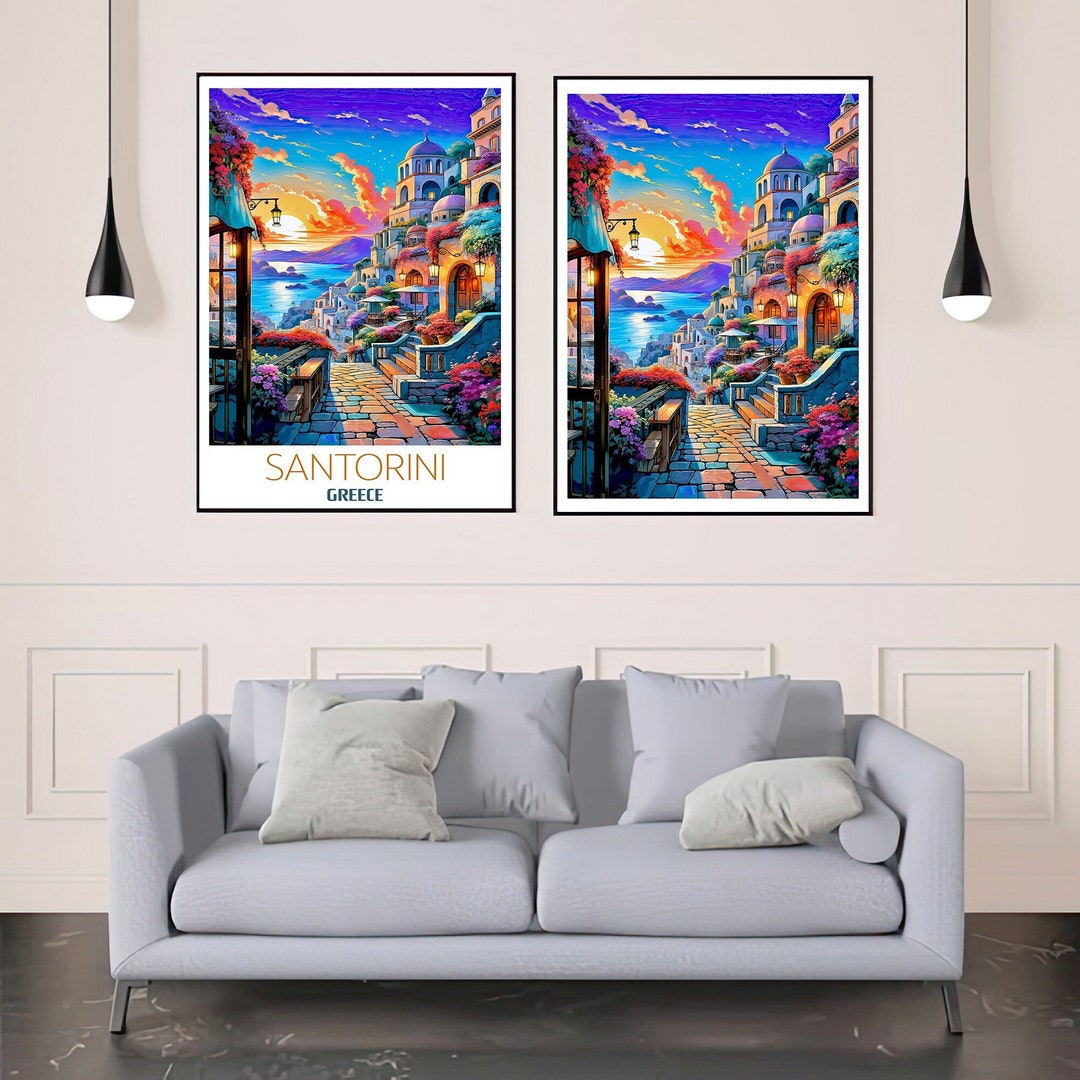 Santorini Greece Print Seascape, Poster Wall Art Greece Art Print ...