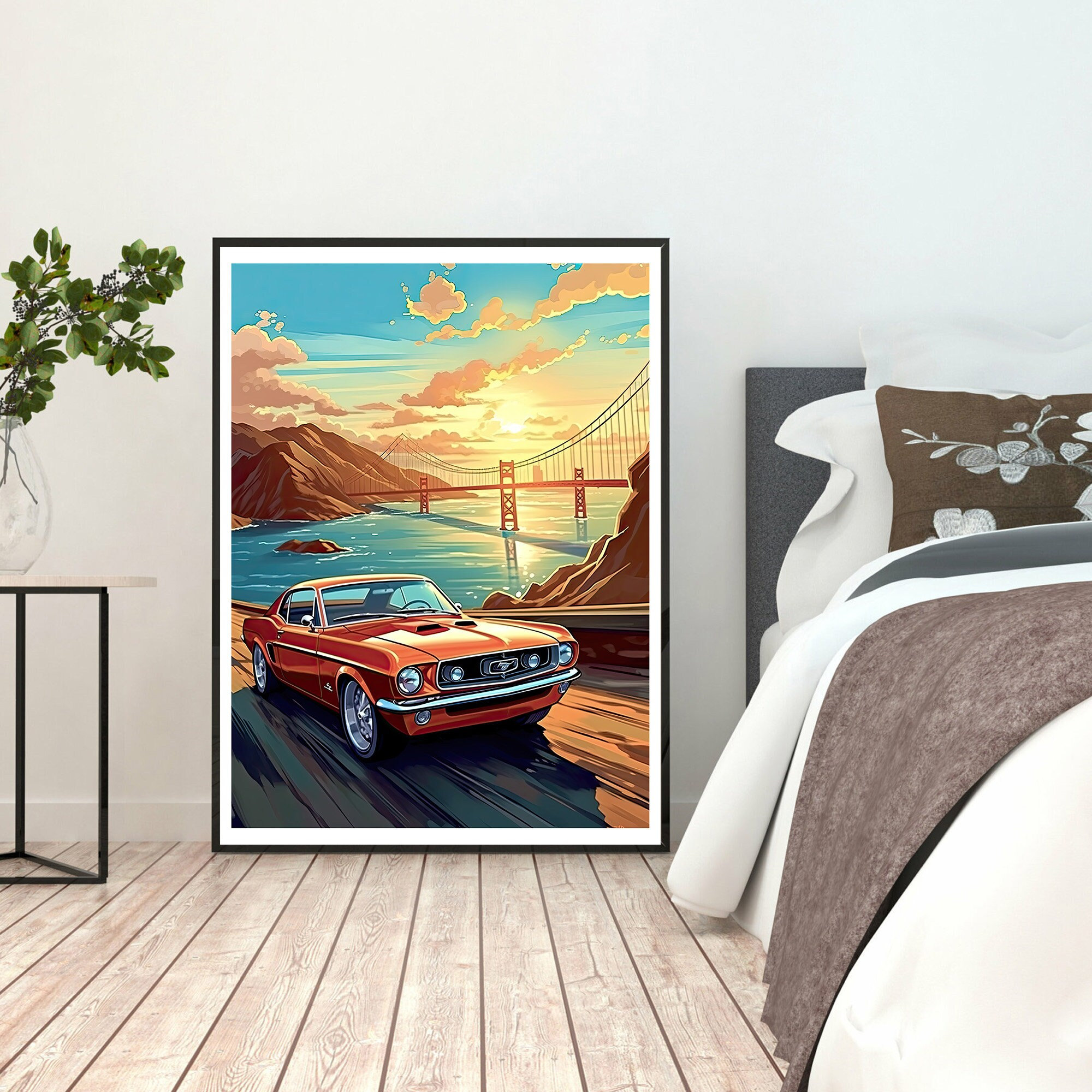 Vintage Ford Mustang Poster - Muscle Car Print | Framed Poster, Gift ...