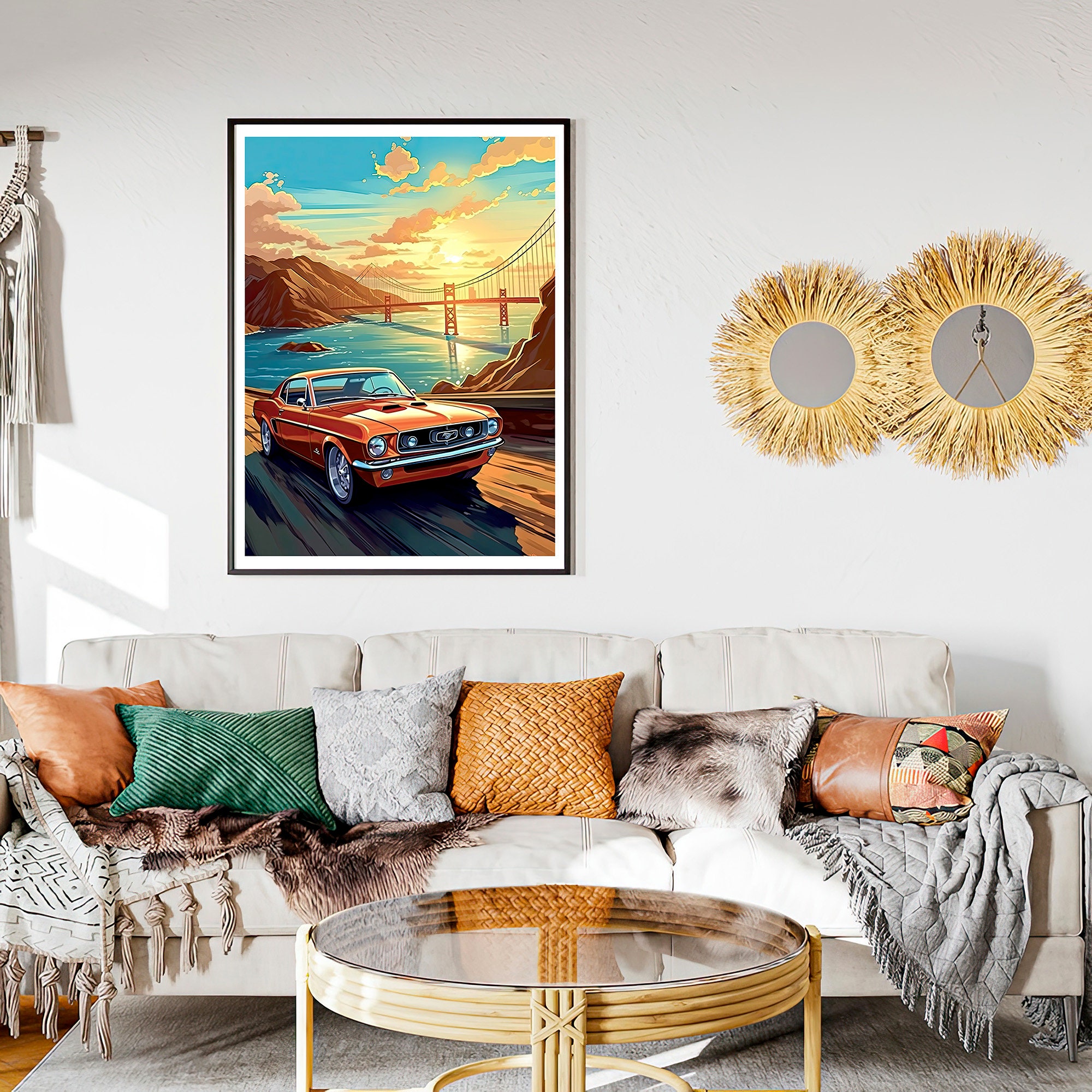 Vintage Ford Mustang Poster - Muscle Car Print | Framed Poster, Gift ...