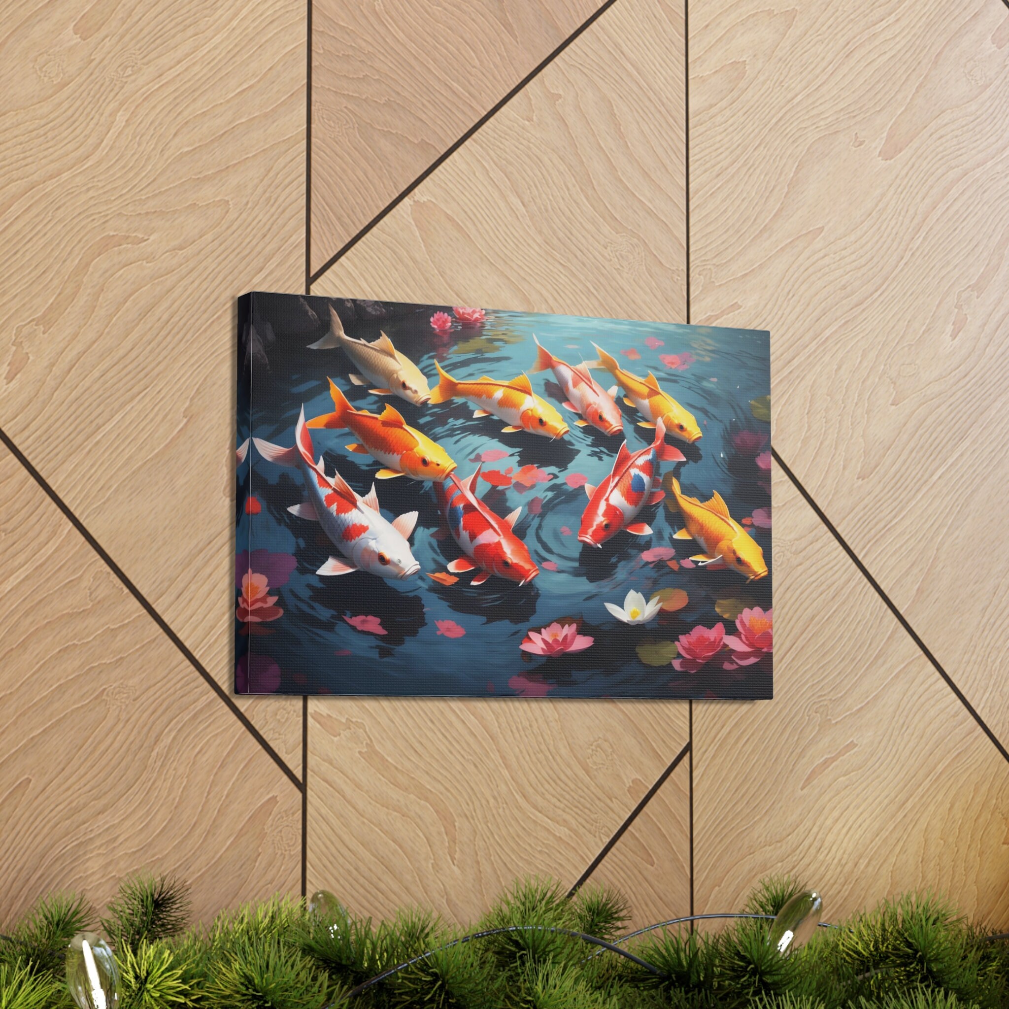 9 Koi Fish Wall Art. Lucky Charm Wall Art. Digital Canvas Art. Print ...