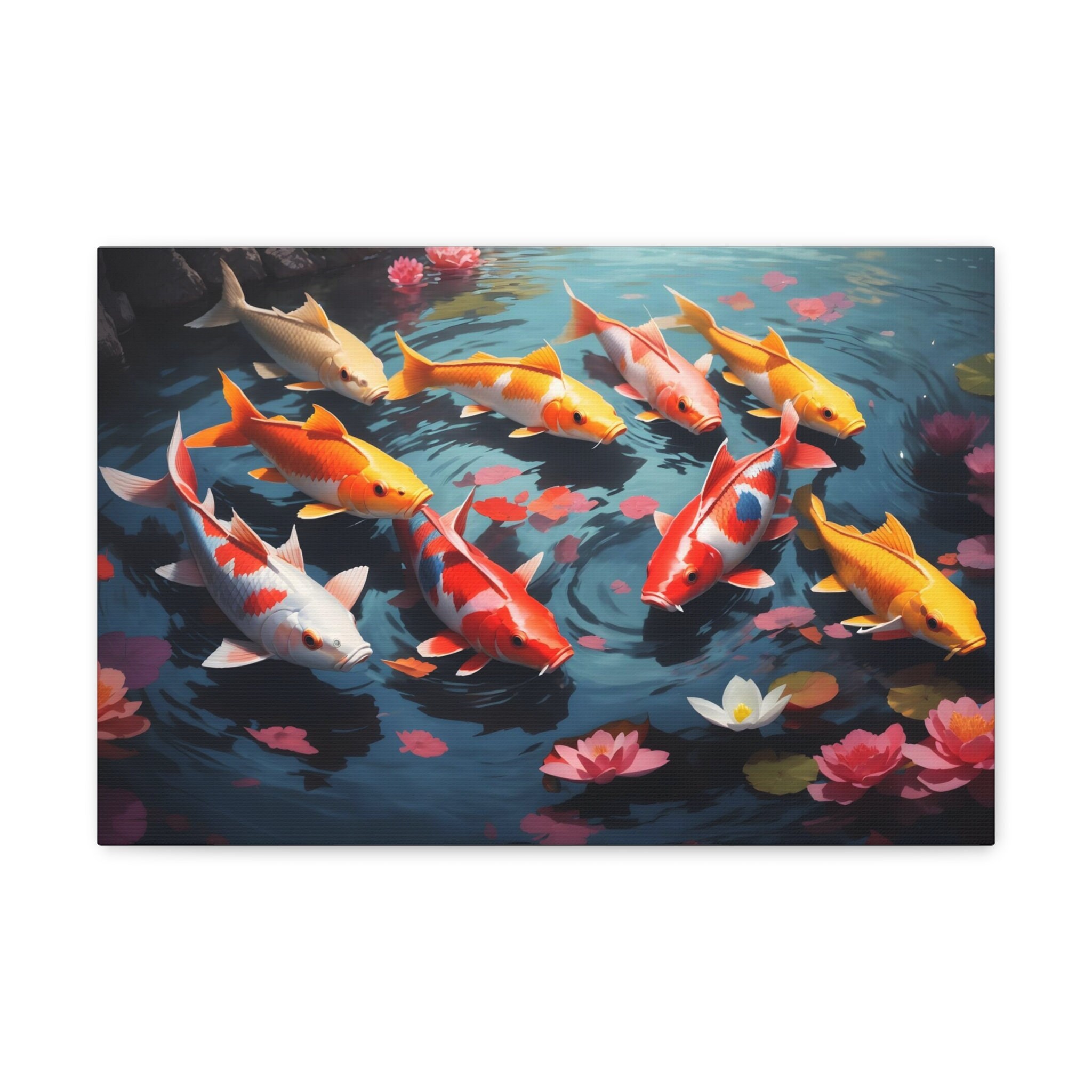 9 Koi Fish Wall Art. Lucky Charm Wall Art. Digital Canvas Art. Print ...