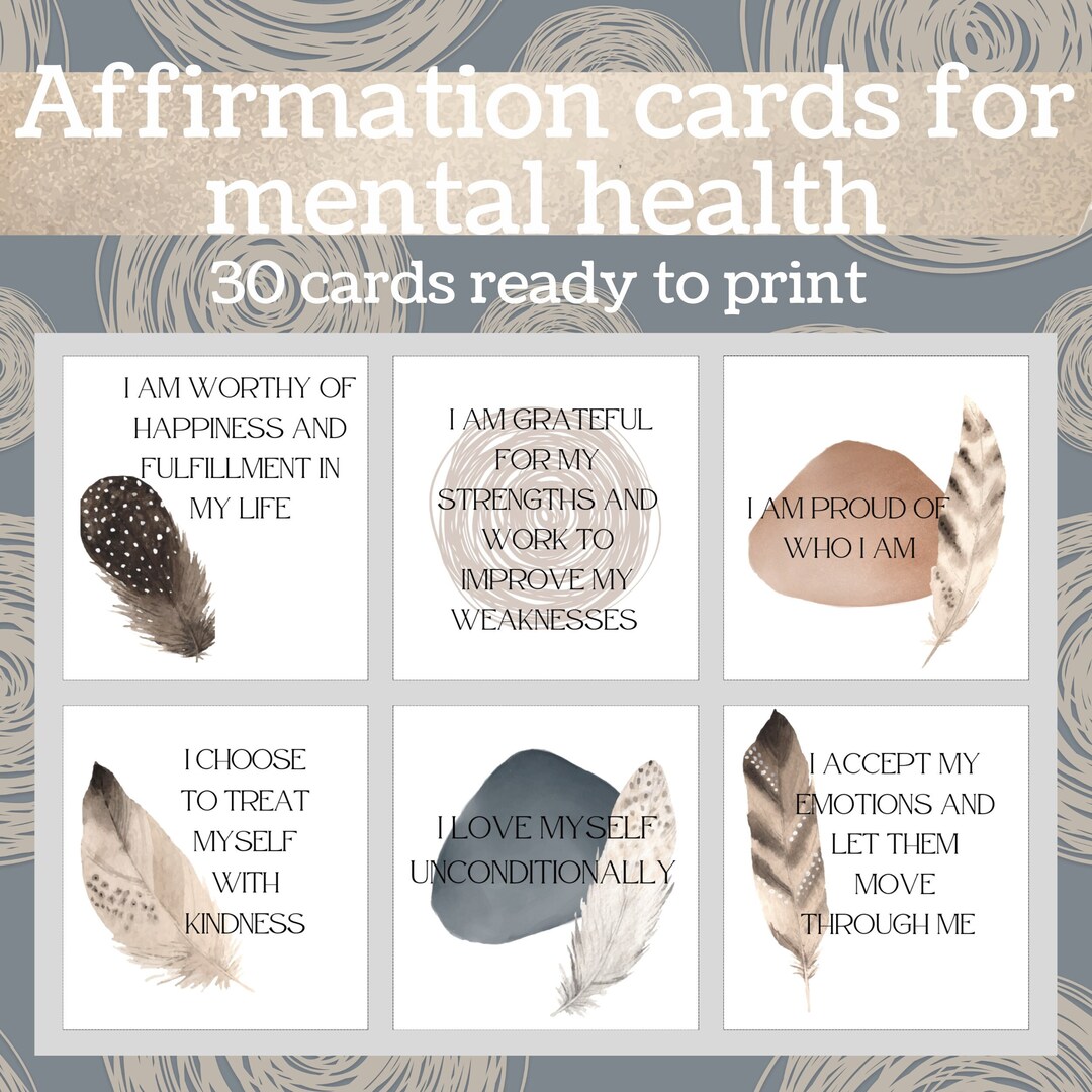 Affirmation Cards for Mental Health, Printable Affirmation Cards, Self ...