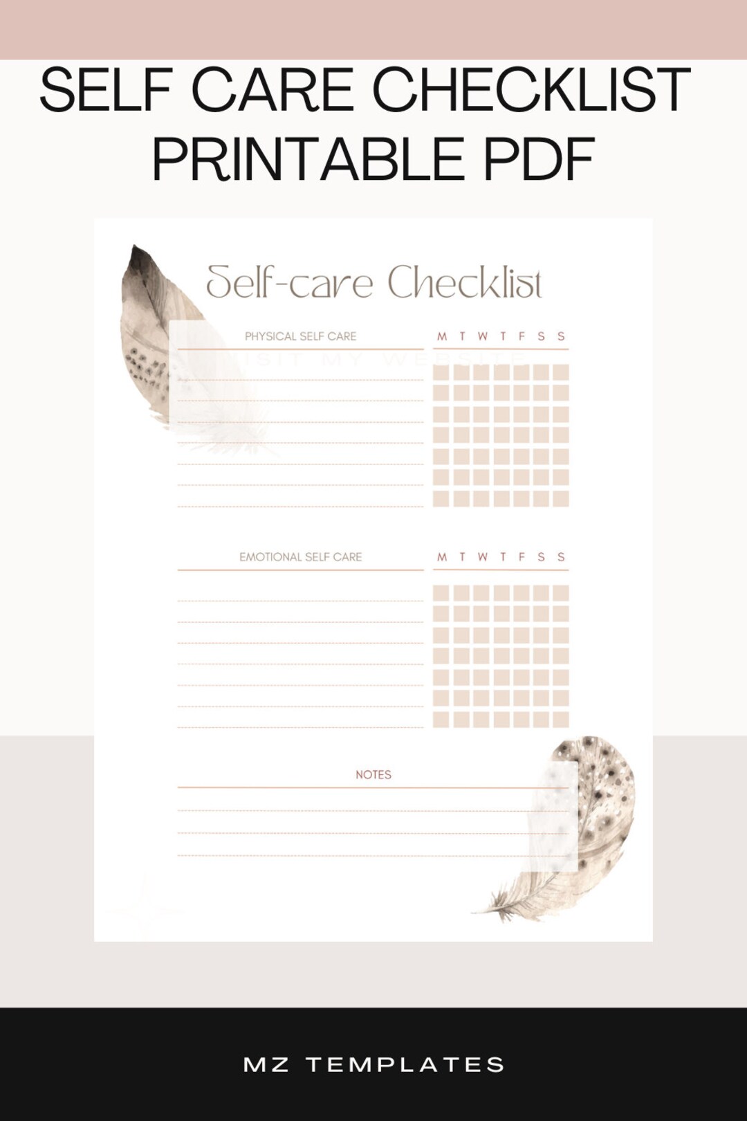 Self Care Checklist, Digital PDF Checklist, Self Care Routine, Personal ...