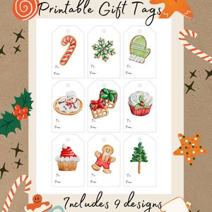 Printable Christmas Treat Gift Tags, Set of 9 Printable Gift Tags ...