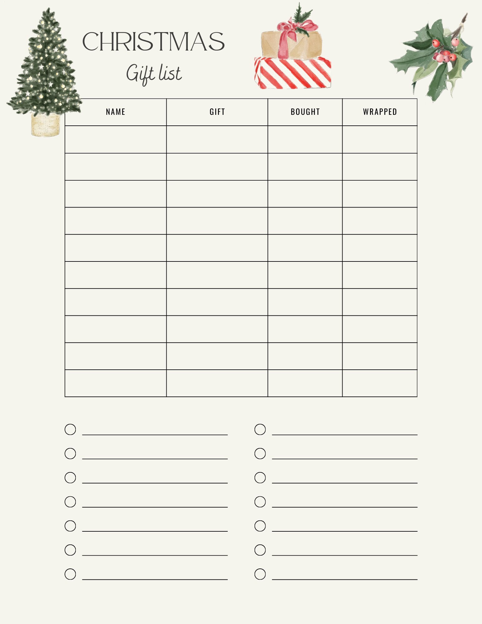 Christmas Gift List Printable, Gift Planner Digital Download, Ready to ...