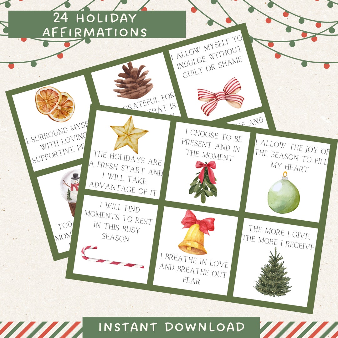 Holiday Affirmation Cards, Printable Affirmations, Christmas Positive ...