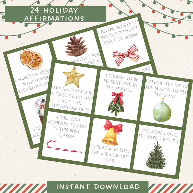 Holiday Affirmation Cards, Printable Affirmations, Christmas Positive ...
