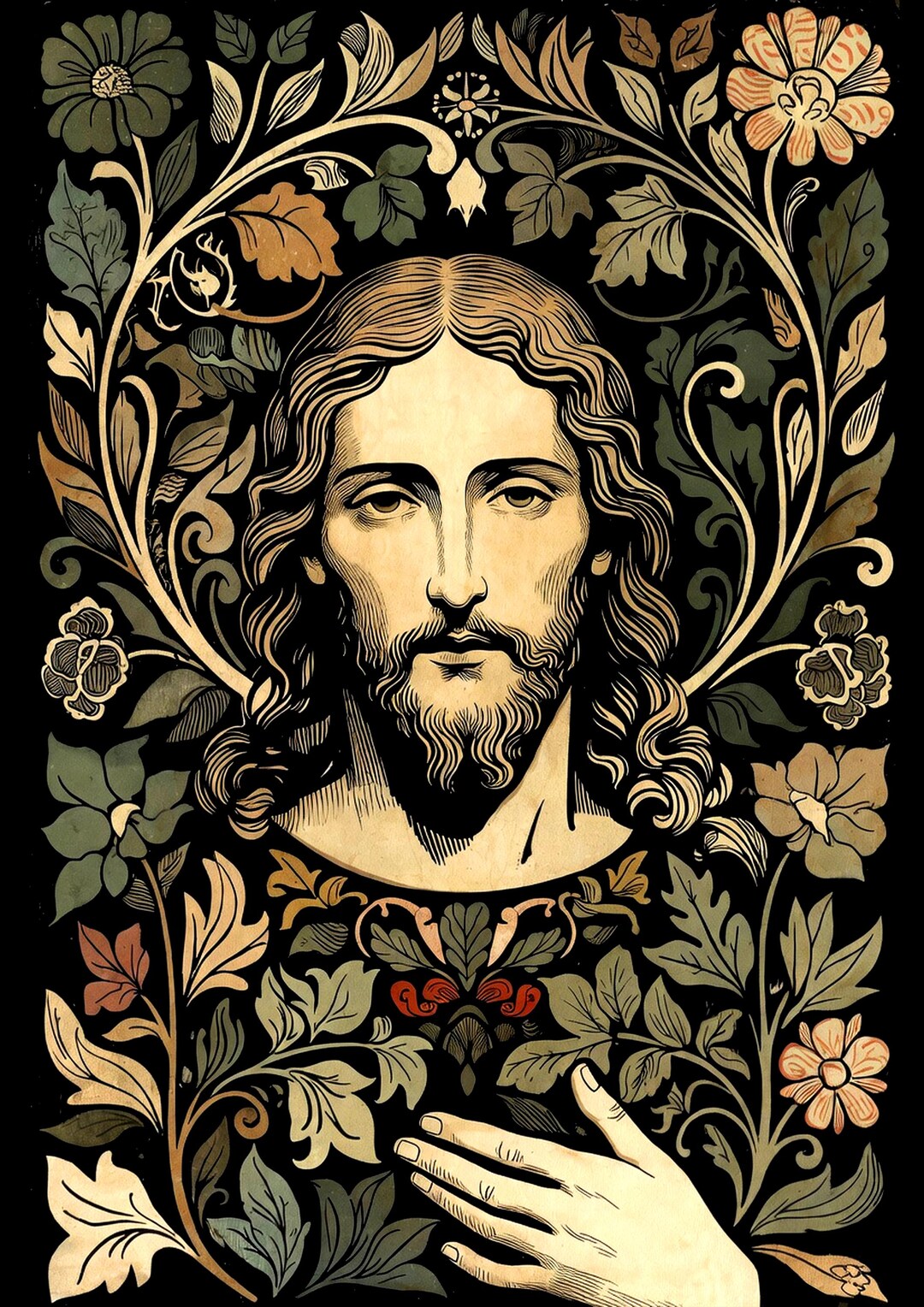 Jesus Christ Flower Poster V1 Poster Print Art Home Wall Decor Catholic ...
