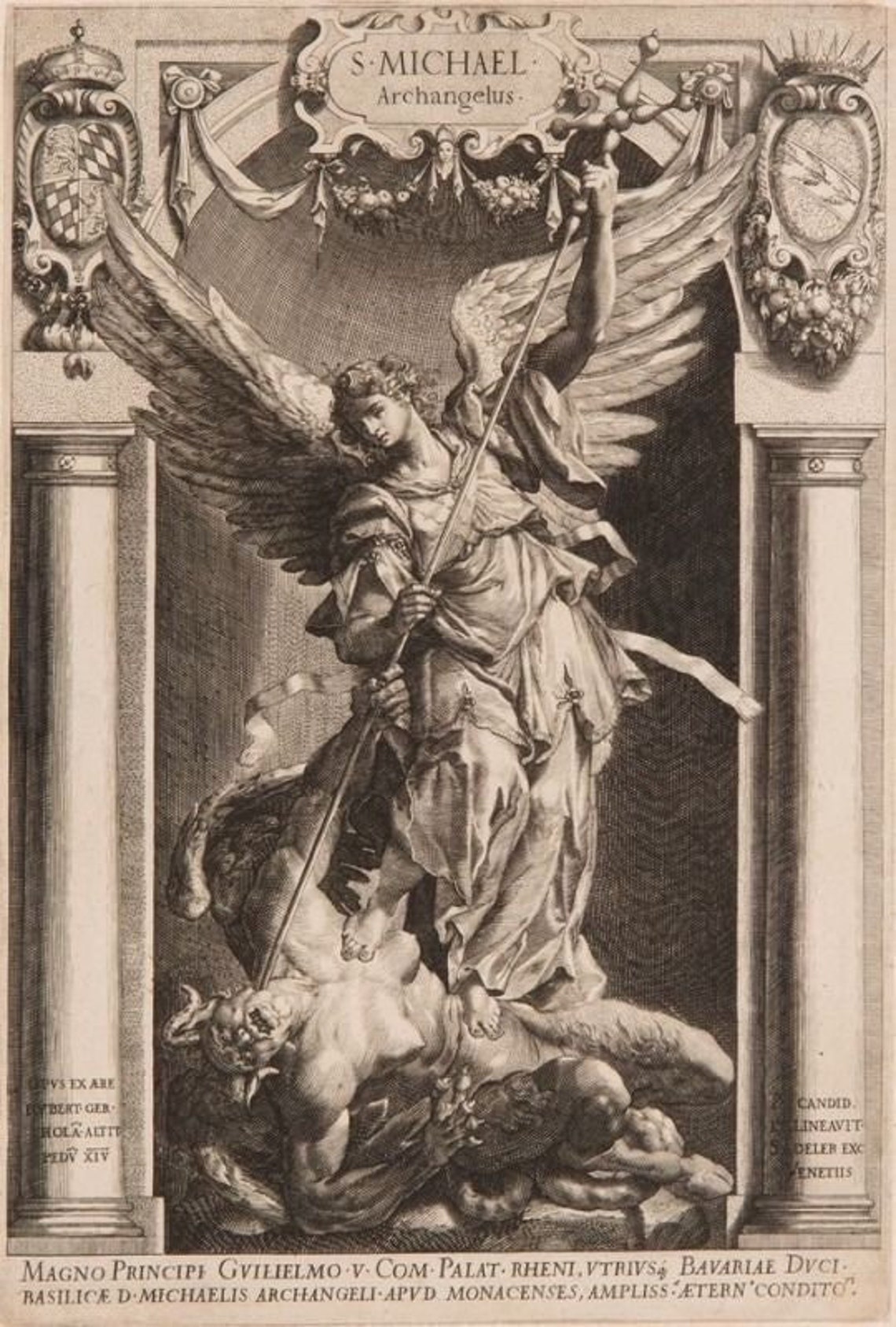 Saint Michael Archangelus Defeating Satan 1588 in a Niche Hubert ...