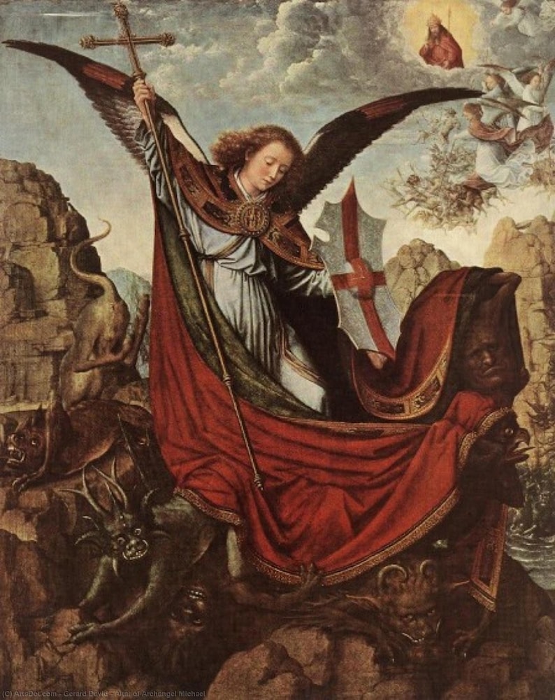 Saint Michael the Archangel Destroy Devil V12 Poster Print Art Home ...