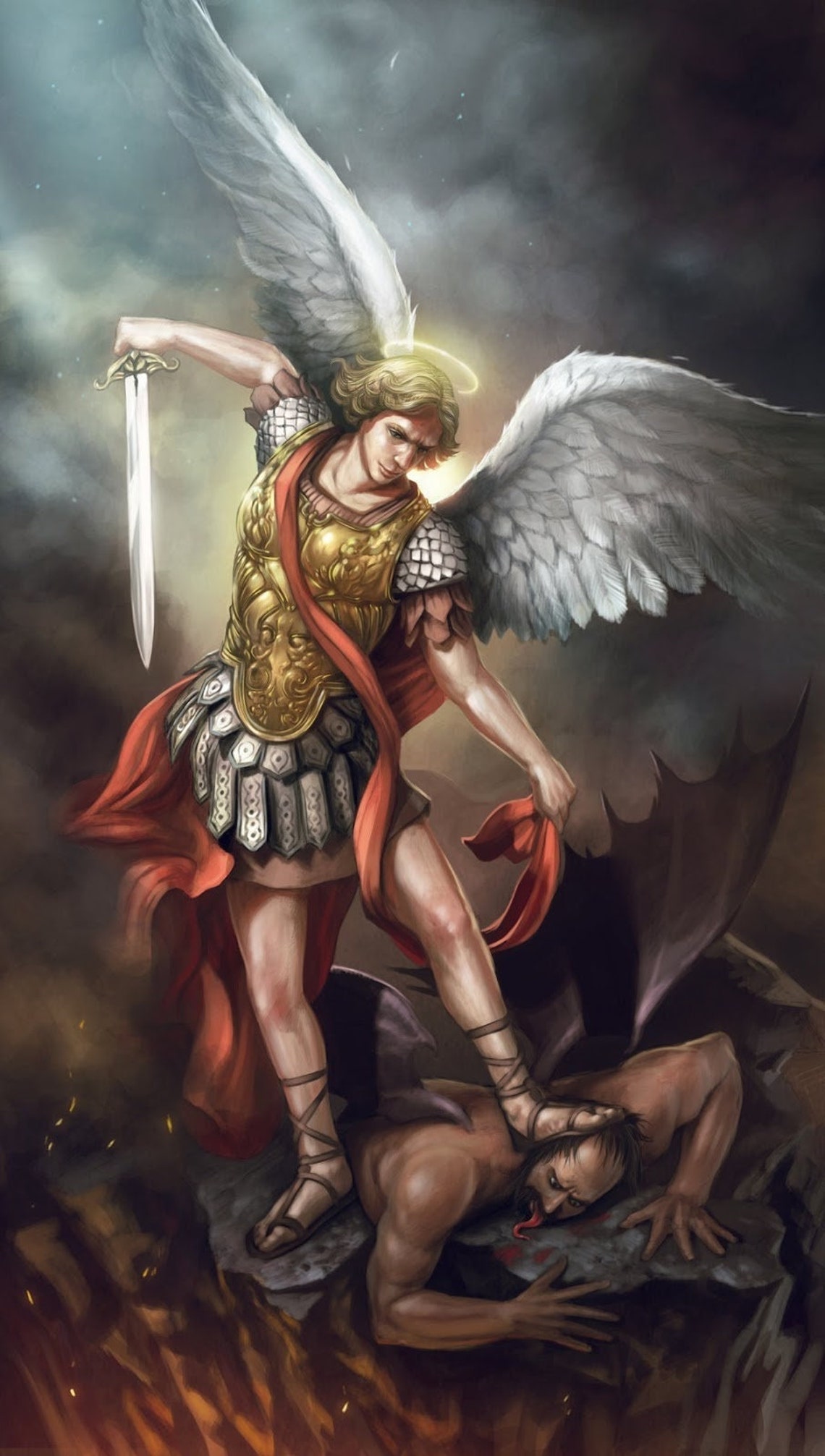 Saint Michael the Archangel Destroy Devil V5 Poster Print Art Home Wall ...