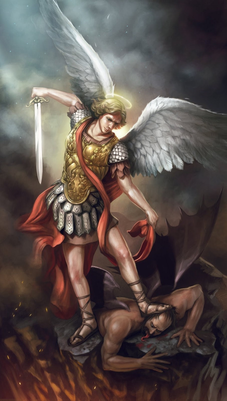 Saint Michael the Archangel Destroy Devil V5 Poster Print Art Home Wall ...