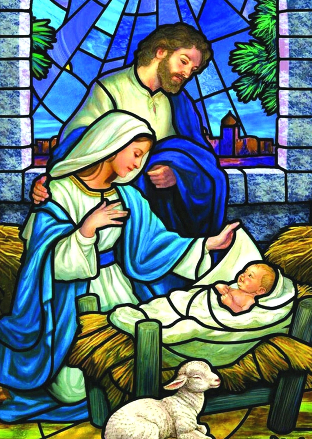 Stained Glass Crib V1 Poster Print Art Home Wall Decor Catholic ...