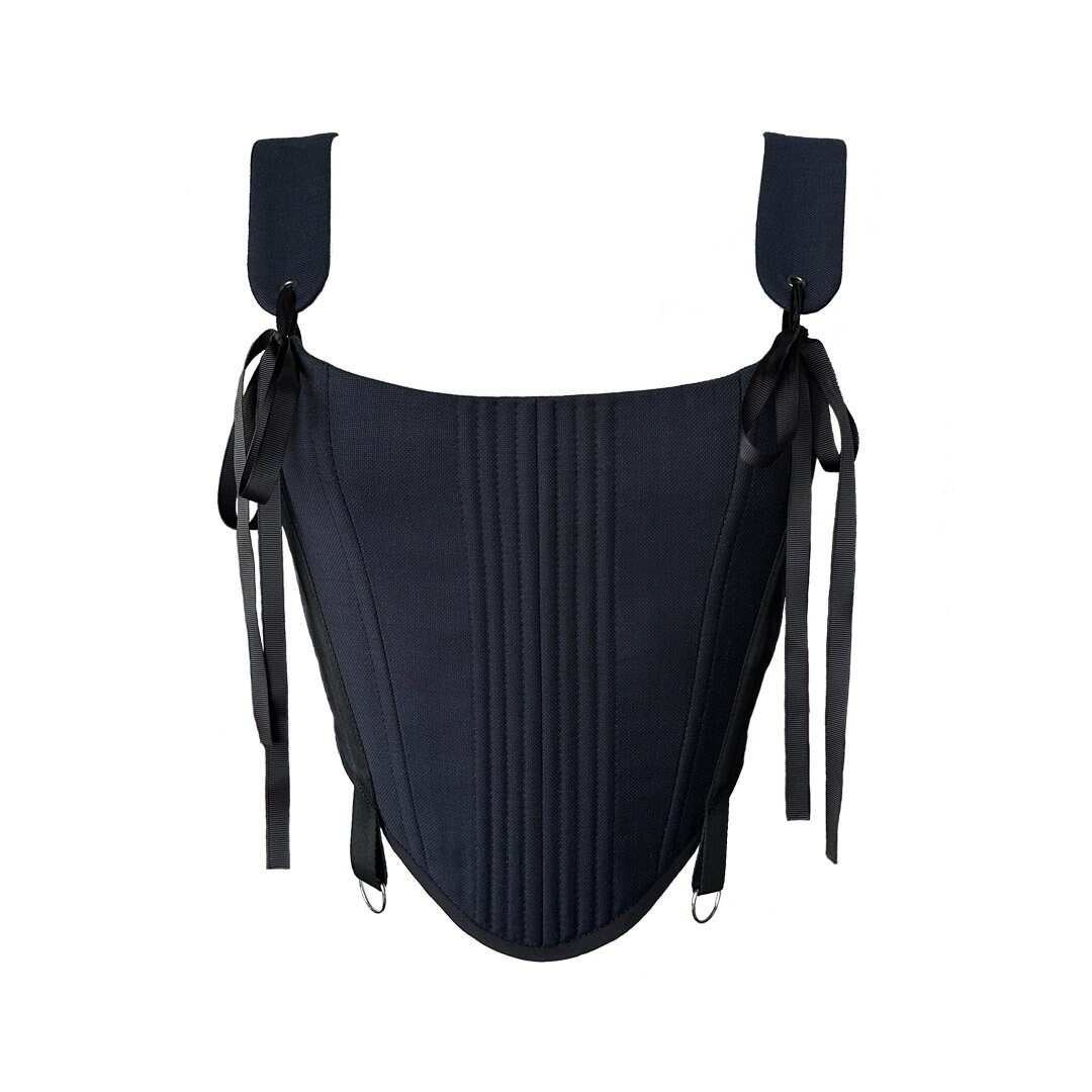 Dark Blue Upcycled Corset Y2K Corset Top Bustier Sustainable Fashion ...