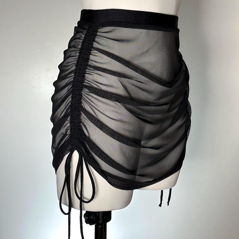 Sheer Black Micro Mini Skirt Draped Skirt With Ties Rave Outfit ...