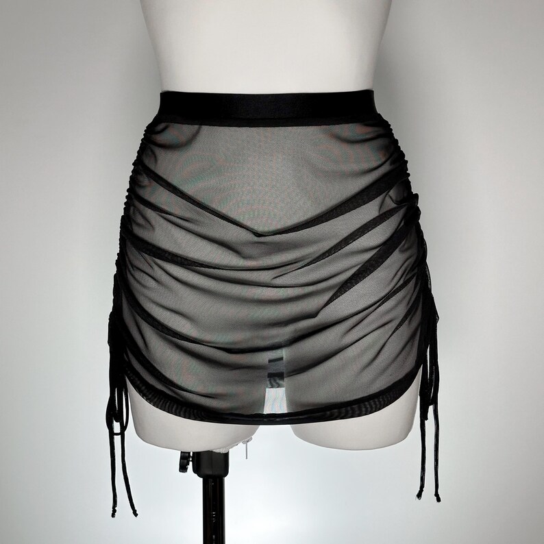 Sheer Black Micro Mini Skirt Draped Skirt With Ties Rave Outfit ...