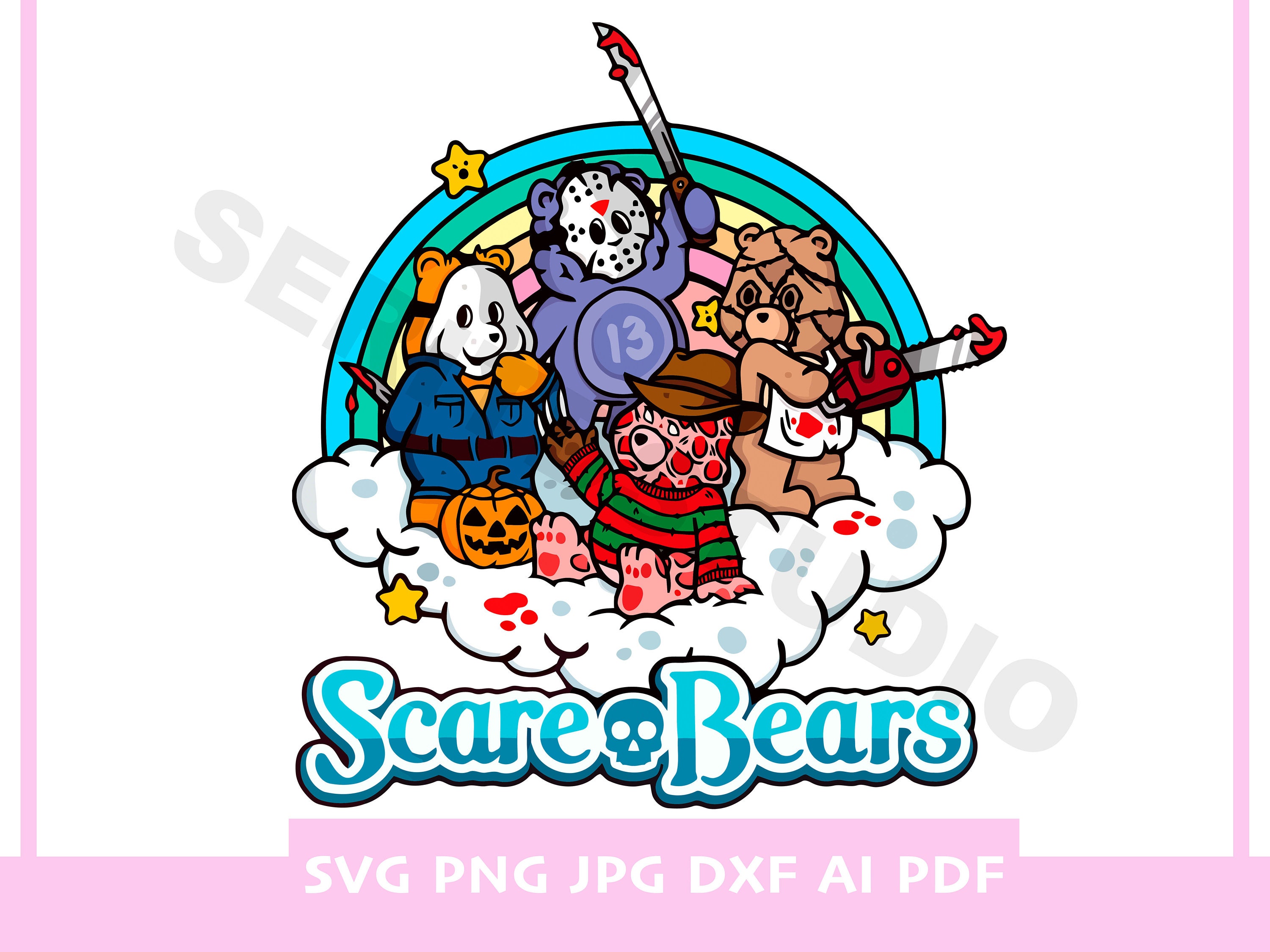 Scare Bears SVG Print Vector Care Bears Print Ai Dxf Pdf Png Jpg Halloween Horror Slayers ...