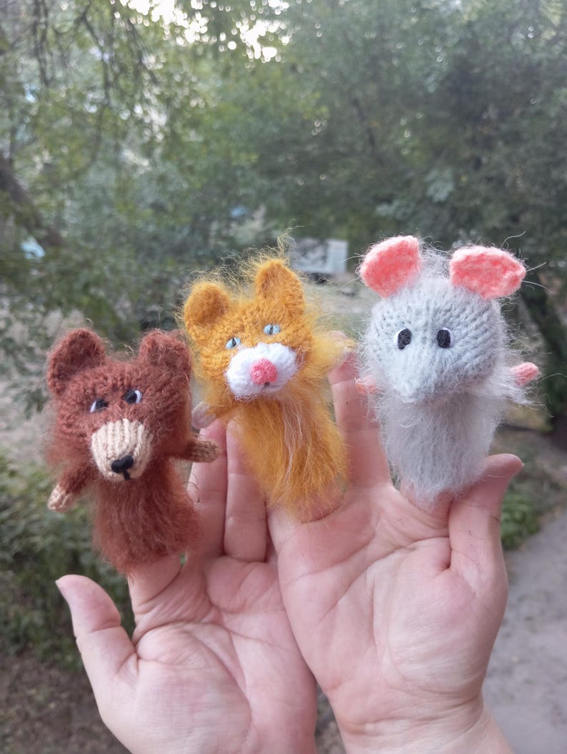 Finger Puppets Animals, Finger Puppets Cat Dog, Crochet Puppets ...
