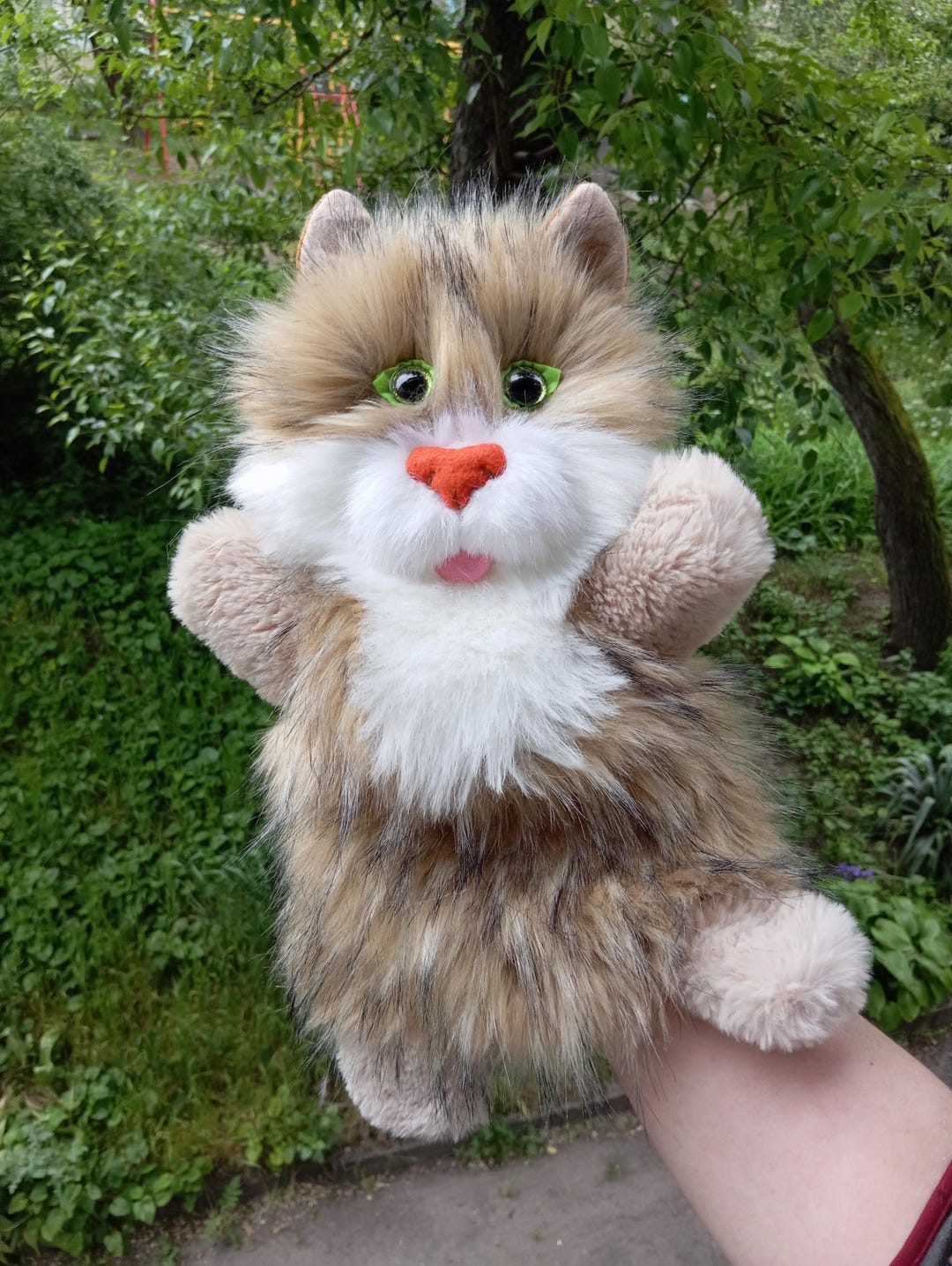 Plush Hand Puppet, Fluffy Cat Puppet, Glove Puppet Plushie, Fluffy Cat ...