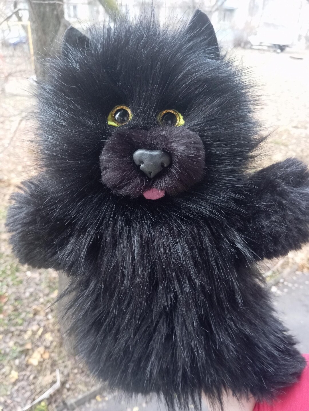 Black Cat Hand Puppet, Fluffy Cat Hand Puppet, Black Cat Puppet ...
