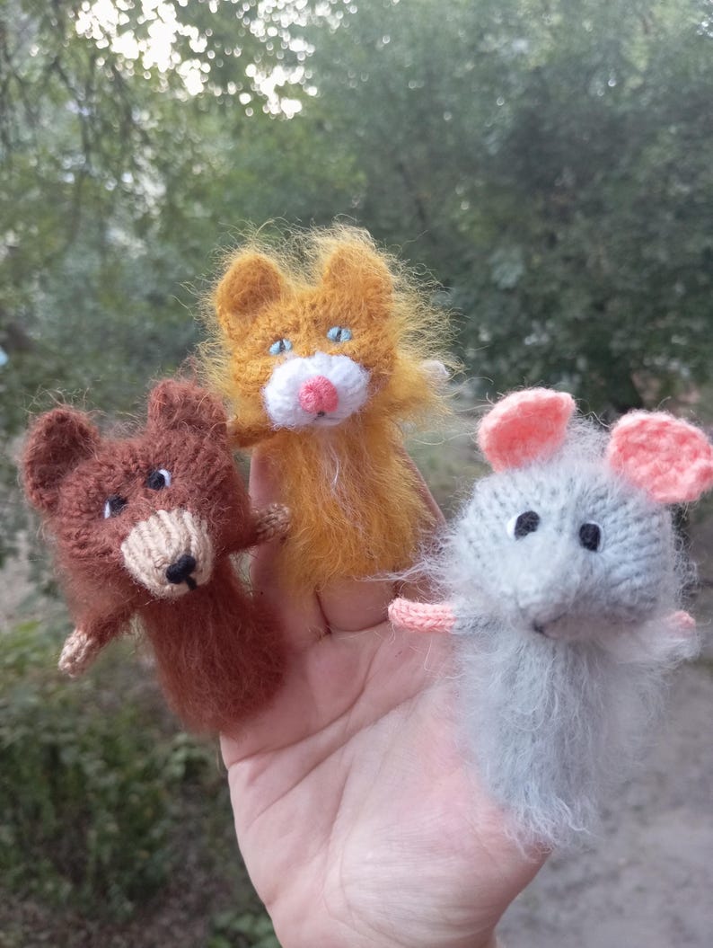 Finger Puppets Animals, Finger Puppets Cat Dog, Crochet Puppets ...