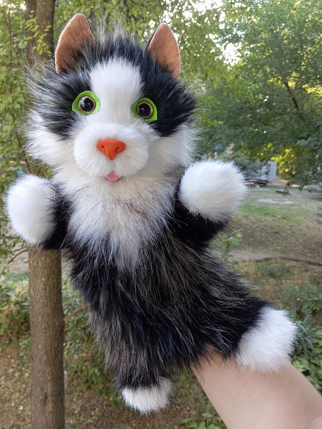 Fluffy Cat Hand Puppet, Soft Cat Plushie, Cat Glove Puppet, Pet Puppet ...