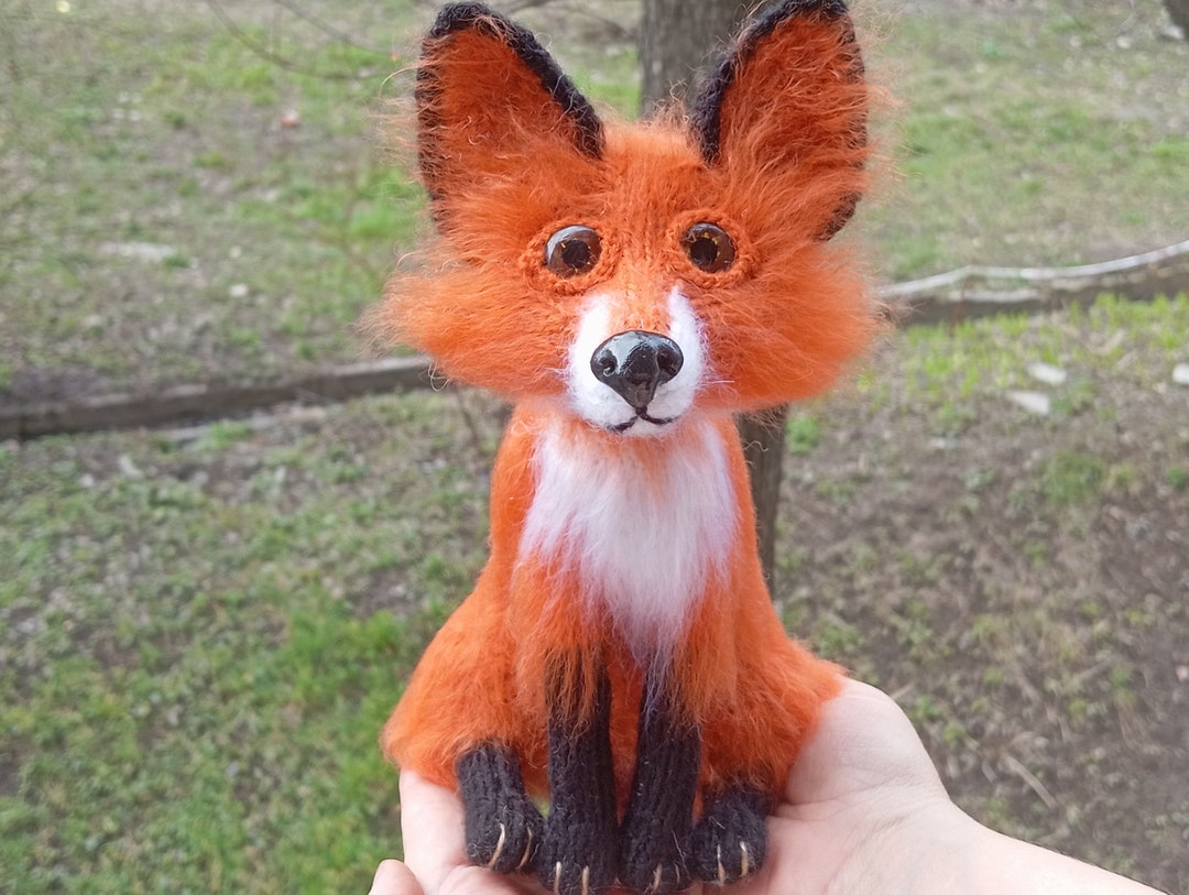 Soft Fox Realistic Toy, Fox Plushie, Crochet Knitted Plush Toy Fox ...