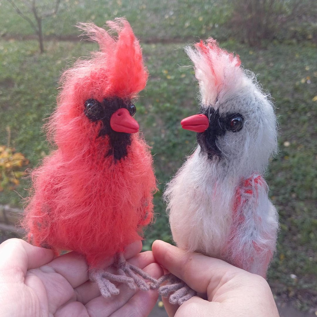 Plush Red Cardinal Bird Figurine: Small Plushie for Decor - Etsy