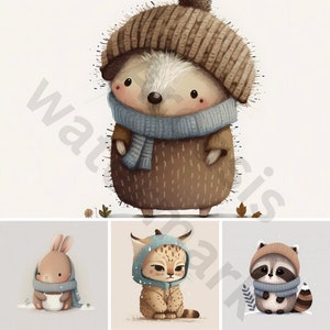 Animal Clipart, Christmas Animal Bundle, PNG, Christmas Art, Winter ...